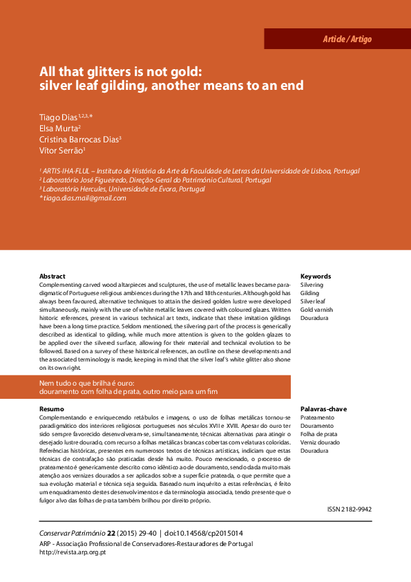 (PDF) All that glitters is not gold: silver leaf gilding, another means ...