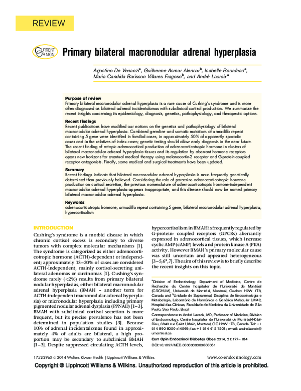 (PDF) Primary bilateral macronodular adrenal hyperplasia