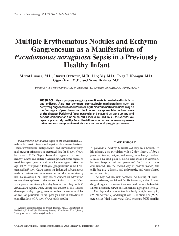 (PDF) Multiple Erythematous Nodules and Ecthyma Gangrenosum as a ...