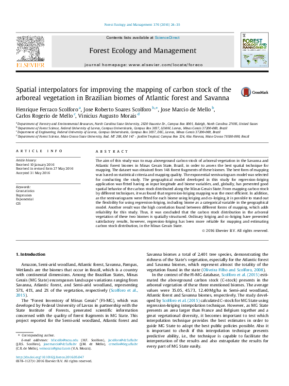 (PDF) Spatial interpolators for improving the mapping of carbon stock of the arboreal vegetation ...