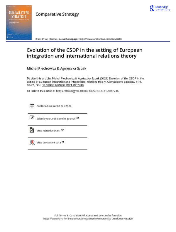 (PDF) Evolution of CSDP in European Integration