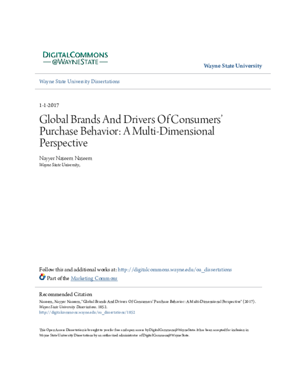 (PDF) Drivers of Consumer Behavior for Global Brands