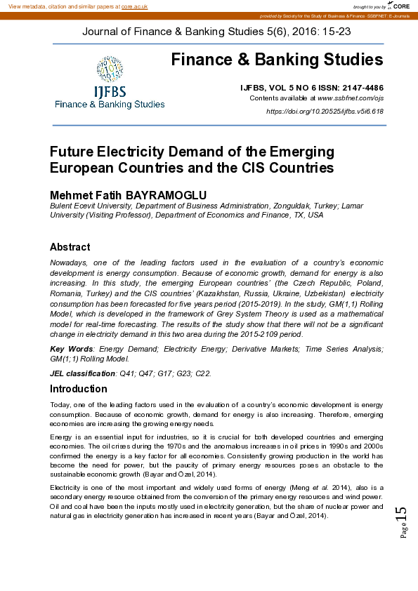 (PDF) Future Electricity Demand of the Emerging European Countries and ...