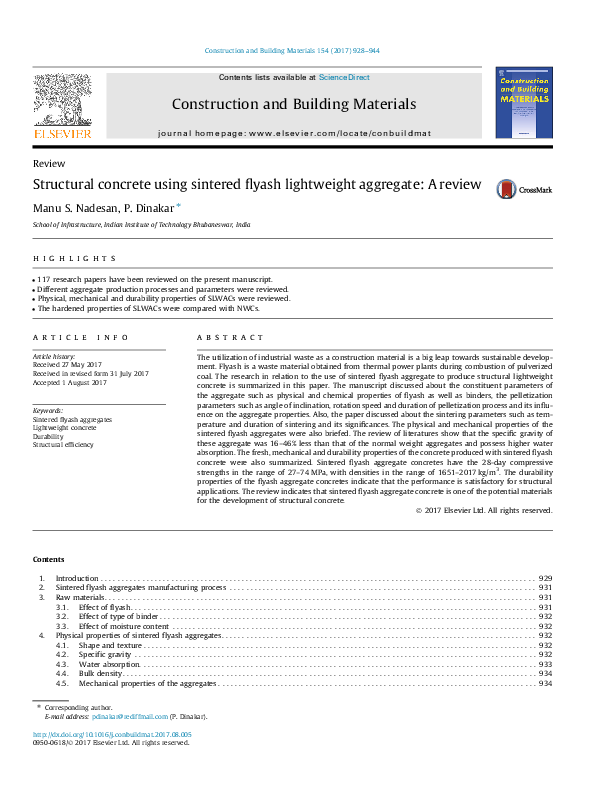 (PDF) Structural concrete using sintered flyash lightweight aggregate ...