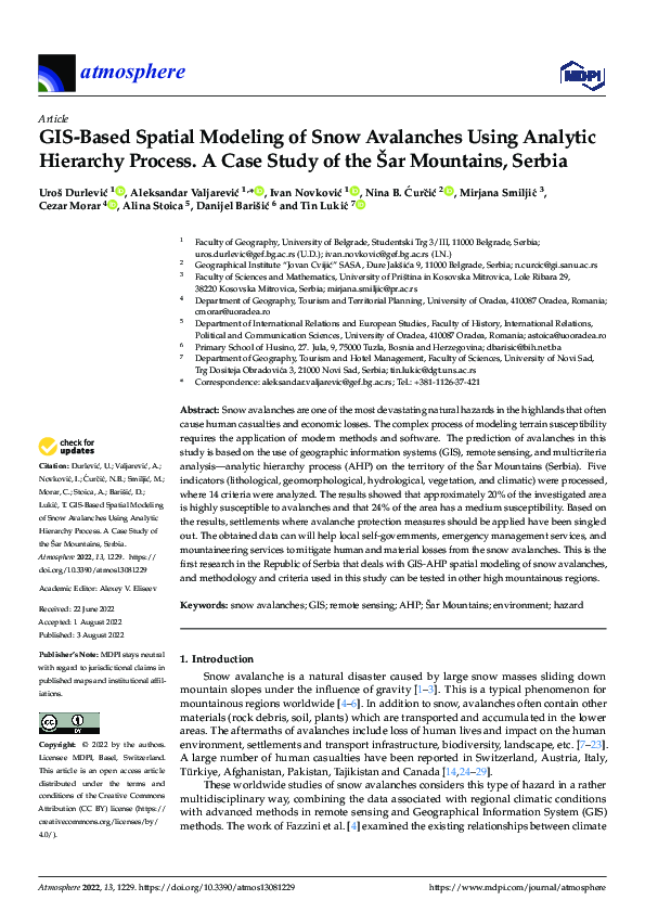 Pdf Gis Based Spatial Modeling Of Snow Avalanches Using Analytic