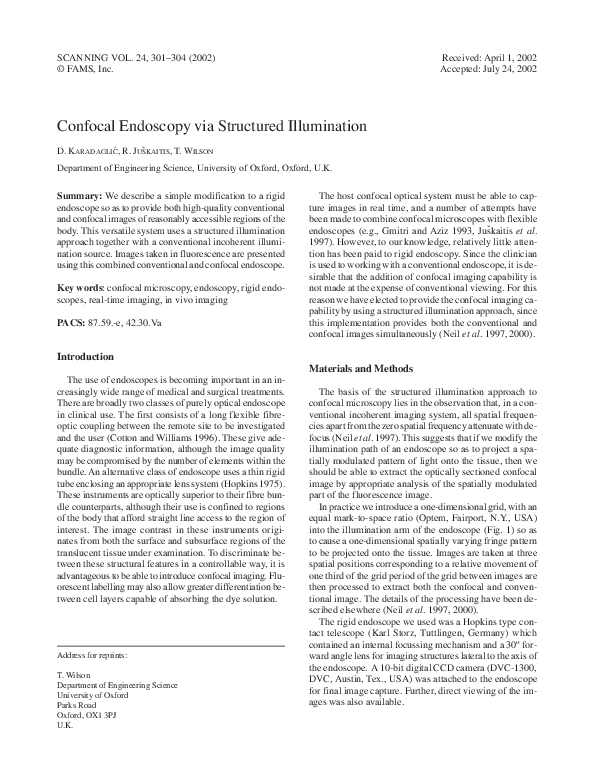 Pdf Confocal Endoscopy Via Structured Illumination
