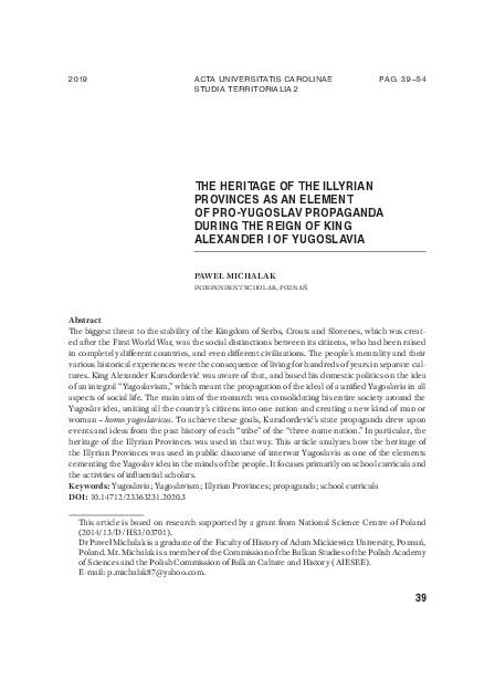(PDF) The Heritage of the Illyrian Provinces as an Element of Pro ...