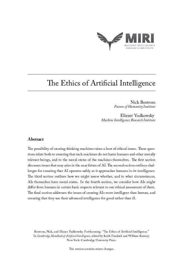 (PDF) The Ethics of Artificial Intelligence