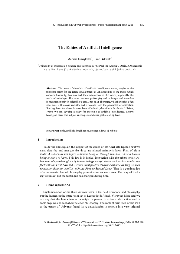 (PDF) The Ethics of Artificial Intelligence