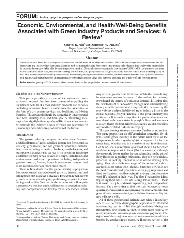 (PDF) Economic, Environmental, and Health/Well-Being Benefits ...