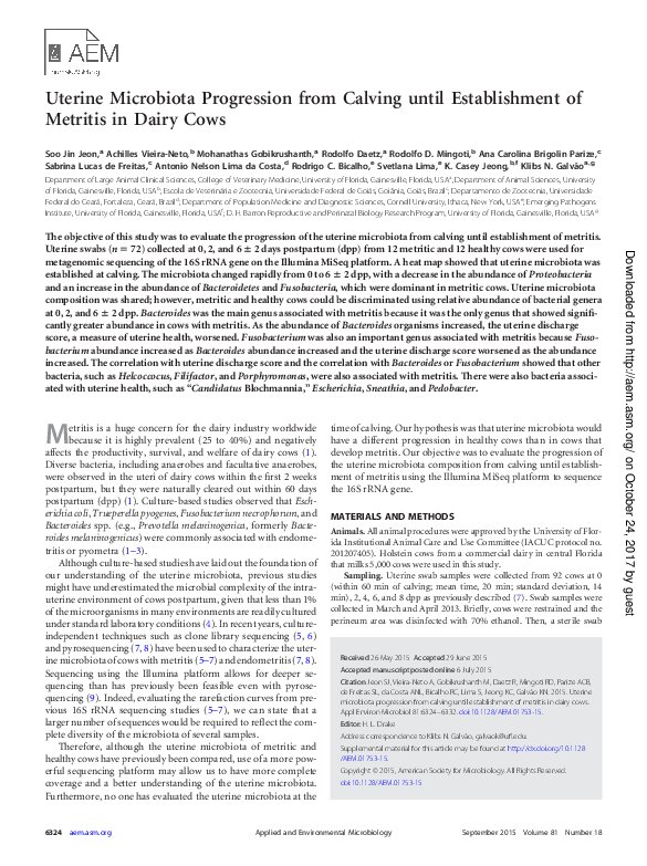 (PDF) Uterine Microbiota Progression from Calving until Establishment ...