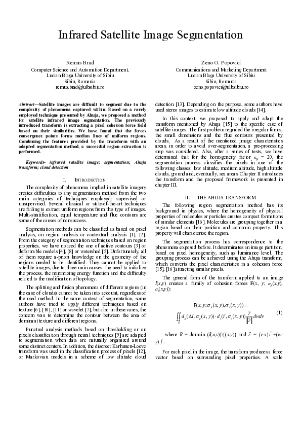 (PDF) Infrared Satellite Image Segmentation