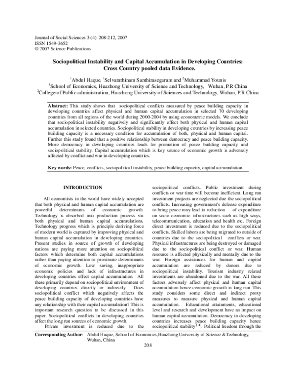 (PDF) Sociopolitical Instability and Capital Accumulation in Developing ...