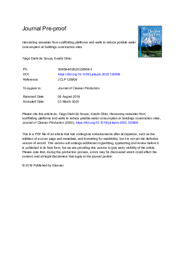 (PDF) Harvesting rainwater from scaffolding platforms and walls to ...