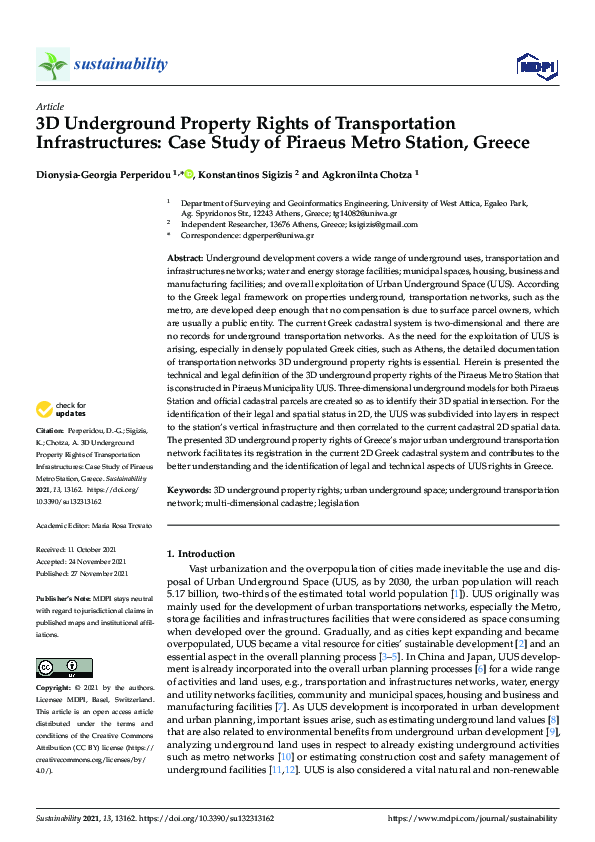 (PDF) 3D Underground Property Rights of Transportation Infrastructures ...
