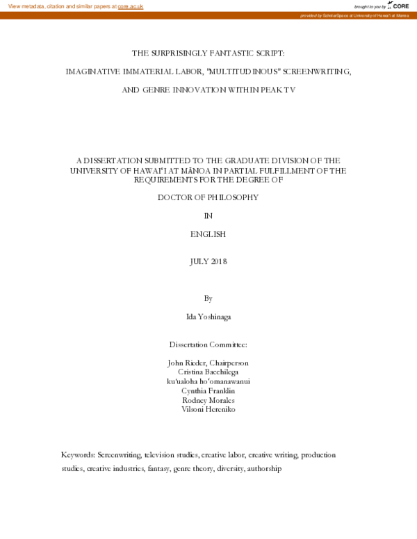 (PDF) The Surprisingly Fantastic Script: Imaginative Immaterial Labor ...