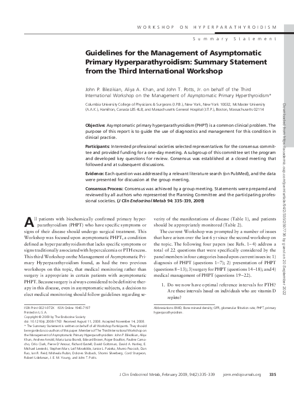 (PDF) Guidelines for the Management of Asymptomatic Primary ...