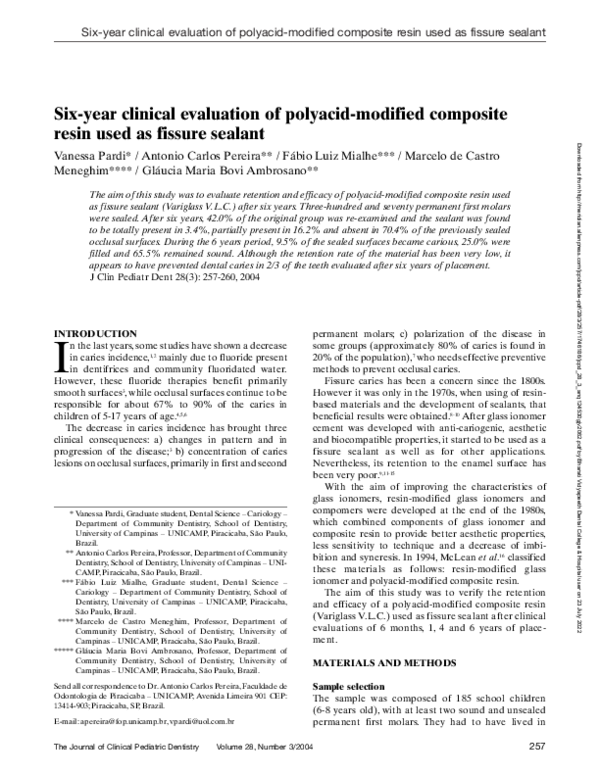 (PDF) Six-year clinical evaluation of polyacid-modified composite resin ...