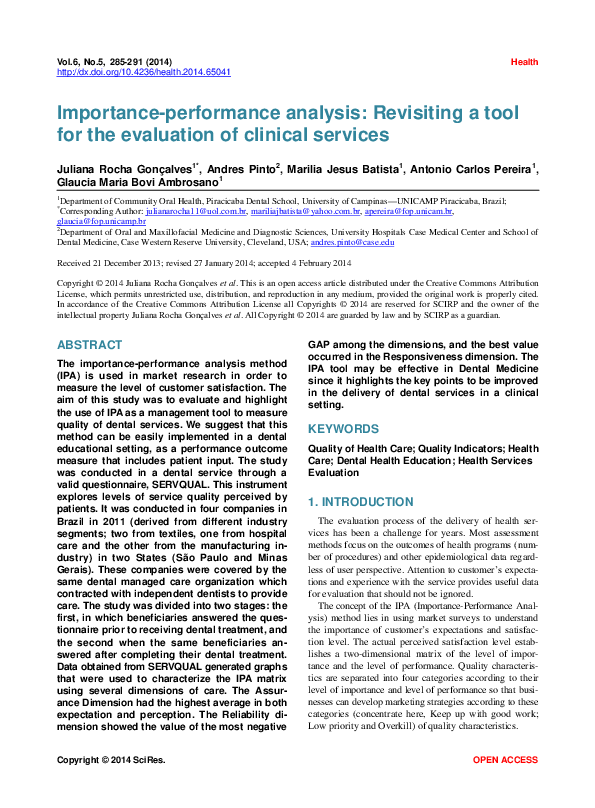 (PDF) Importance-performance analysis: Revisiting a tool for the ...