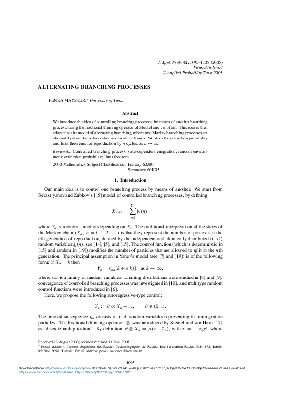 (PDF) Alternating branching processes