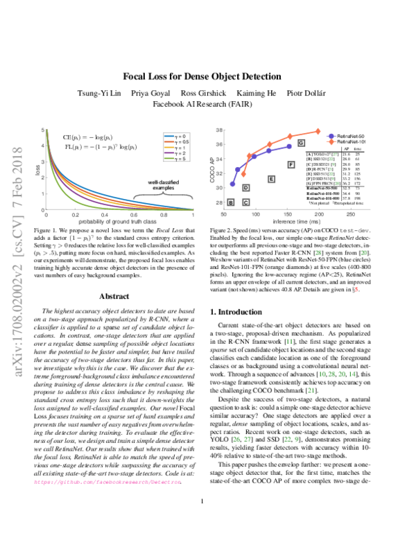 (PDF) Focal Loss for Dense Object Detection | Priya Goyal - Academia.edu