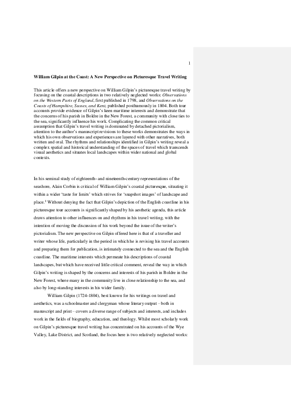 (PDF) William Gilpin at the Coast: A New Perspective on Picturesque ...