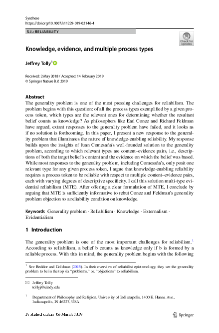 (PDF) Knowledge, evidence, and multiple process types