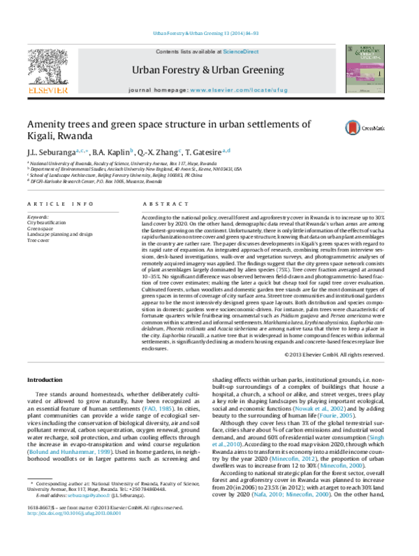 (PDF) Amenity trees and green space structure in urban settlements of ...