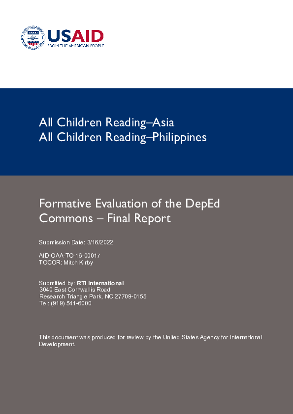 (PDF) Formative Evaluation of the DepEd Commons