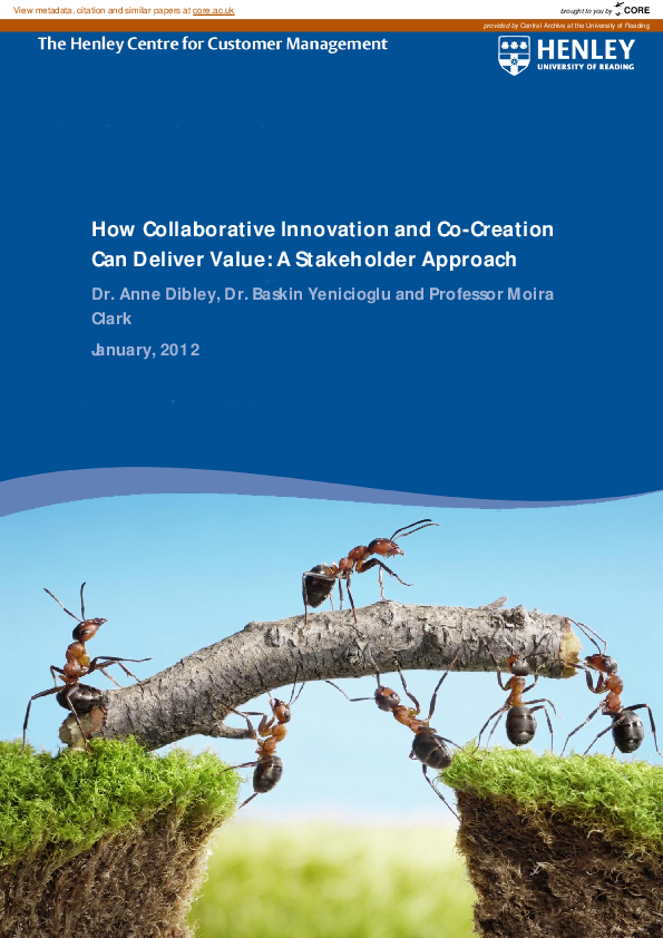 (PDF) How collaborative innovation and co-creationcan deliver value: a ...