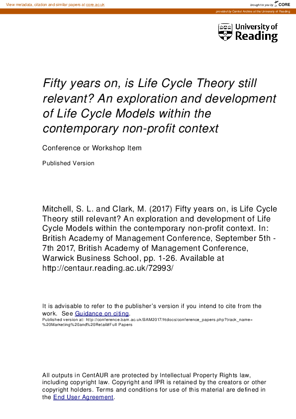 (PDF) Fifty years on, is Life Cycle Theory still relevant? An ...