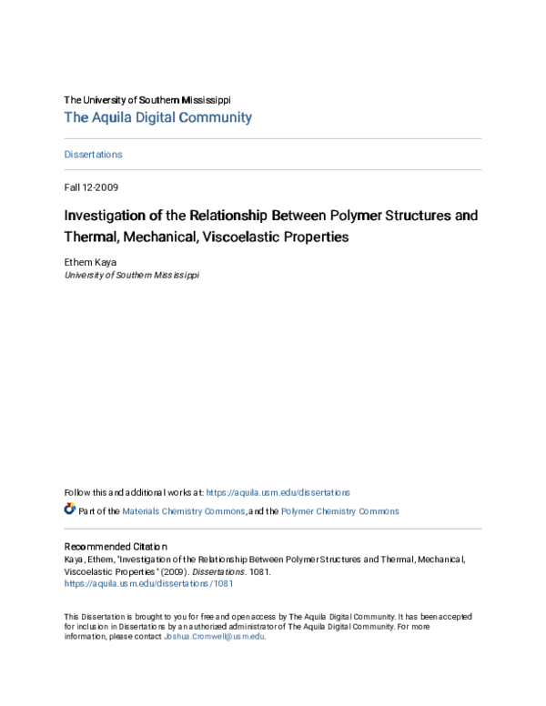 (PDF) Investigation of the relationship between polymer structures and thermal, mechanical ...