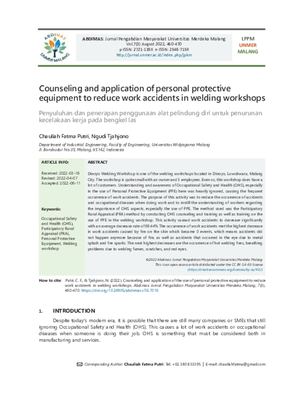 (PDF) Counseling and application of personal protective equipment to ...
