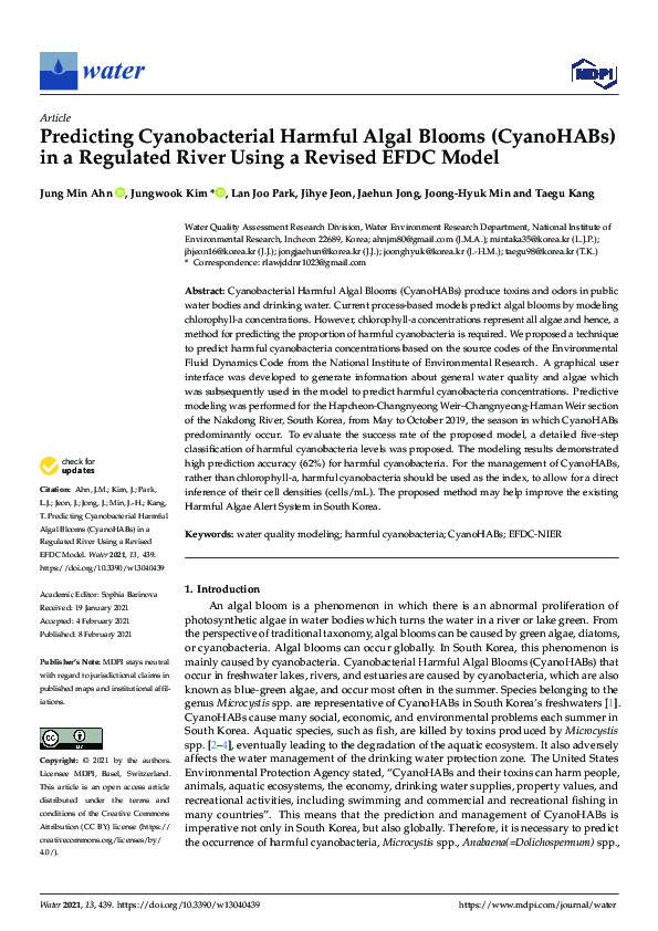 (PDF) Predicting Cyanobacterial Harmful Algal Blooms (CyanoHABs) in a Regulated River Using a ...