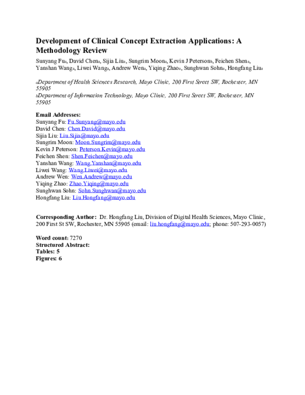 (PDF) Development of Clinical Concept Extraction Applications: A Methodology Review