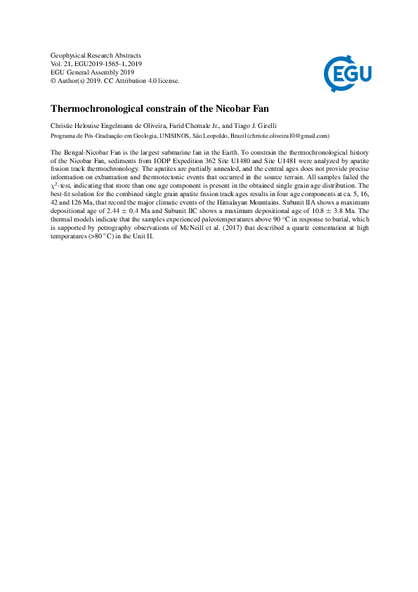 (PDF) Thermochronological constrain of the Nicobar Fan
