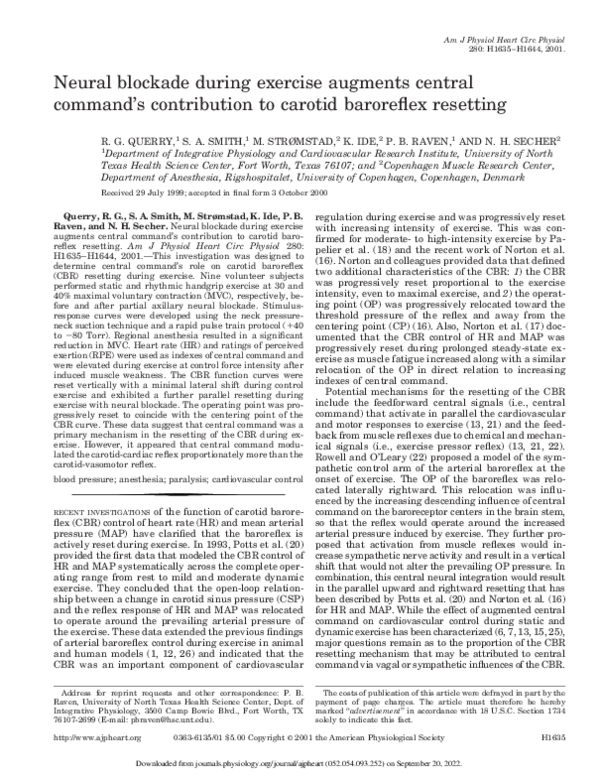 (PDF) Neural blockade during exercise augments central command's ...