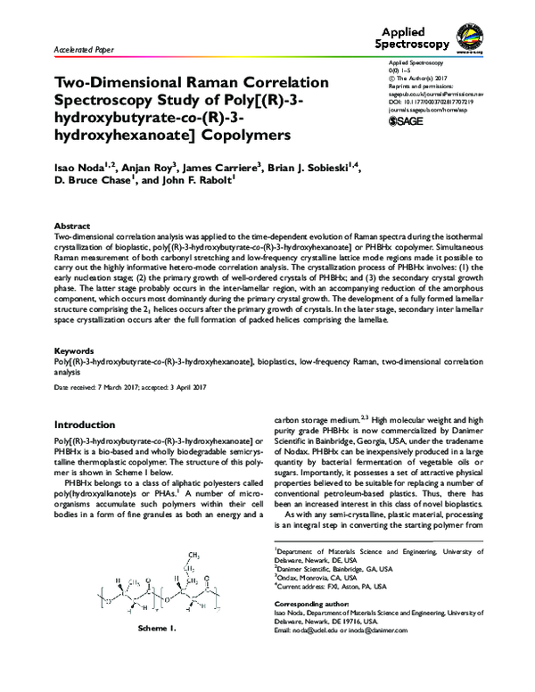 (PDF) Two-Dimensional Raman Correlation Spectroscopy Study of an Emulsion Copolymerization ...