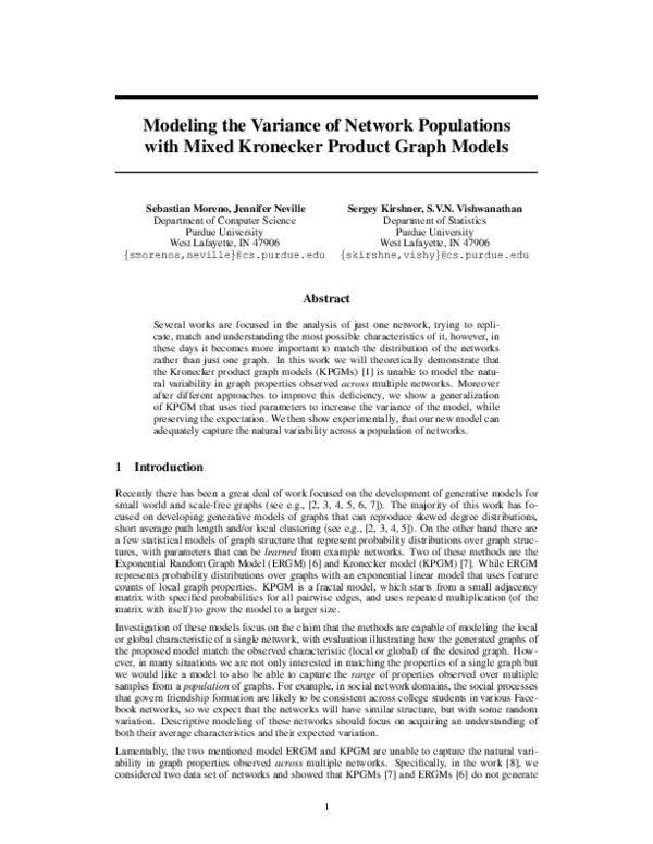 Pdf Modeling The Variance Of Network Populations With Mixed Kronecker