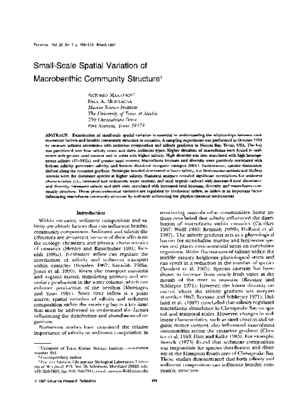 (PDF) Small-Scale Spatial Variation of Macrobenthic Community Structure