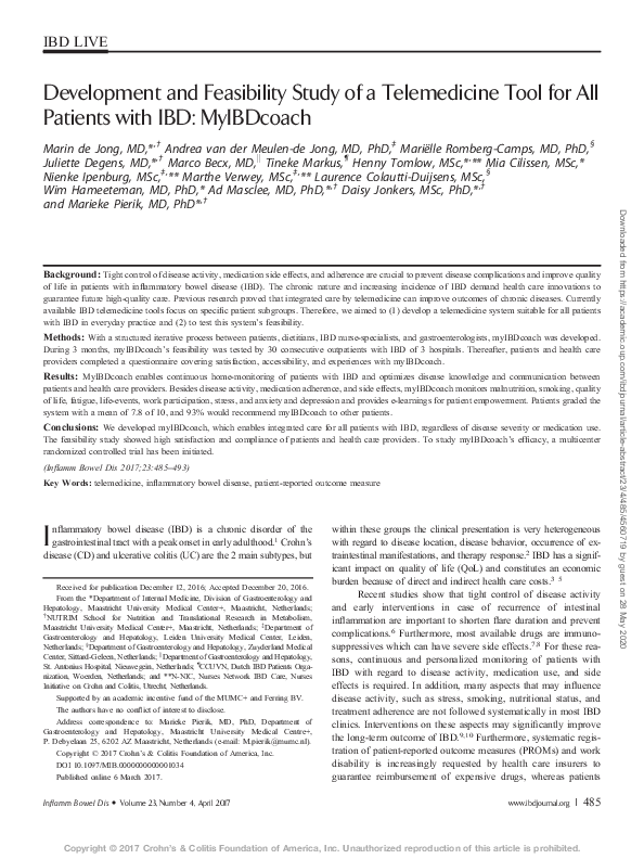 (PDF) Development and Feasibility Study of a Telemedicine Tool for All ...