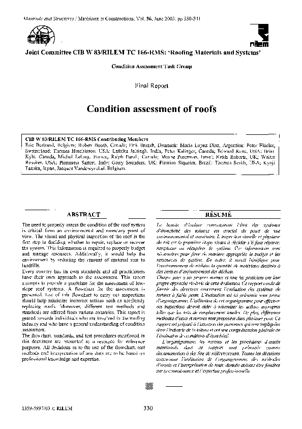 (PDF) Condition assessment of roofs