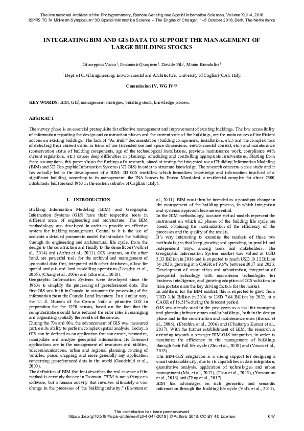 Pdf Integrating Bim And Gis Data To Support The Management Of Large Building Stocks