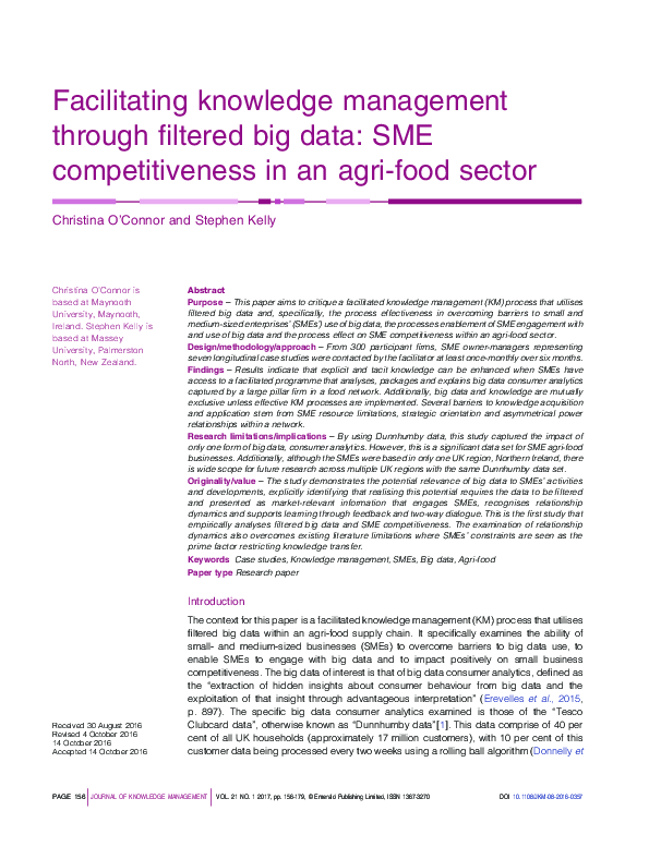 Pdf Facilitating Knowledge Management Through Filtered Big Data Sme