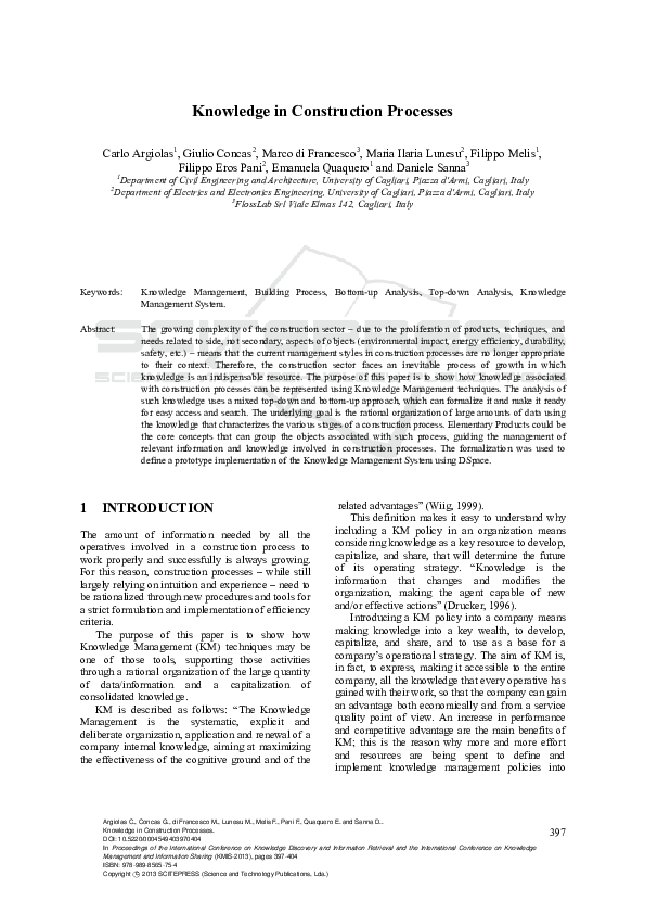(PDF) Knowledge in Construction Processes