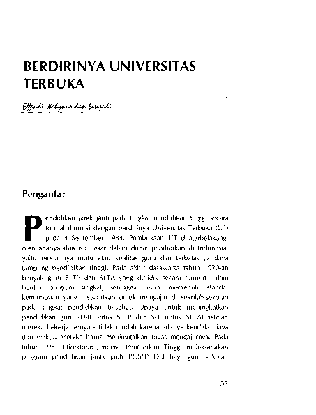 (PDF) Berdirinya Universitas Terbuka