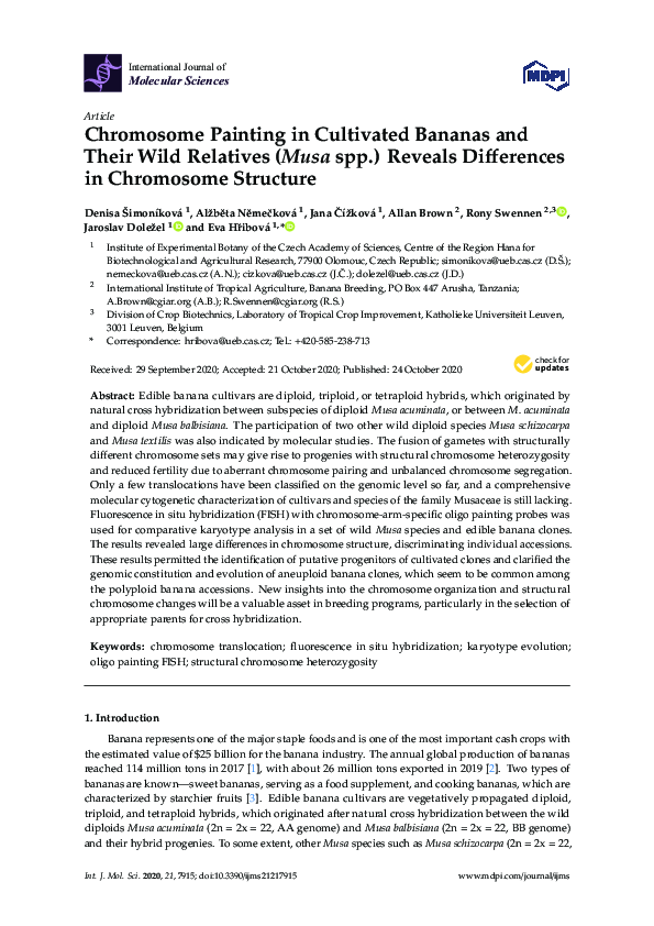 (PDF) Chromosome Painting in Cultivated Bananas and Their Wild ...