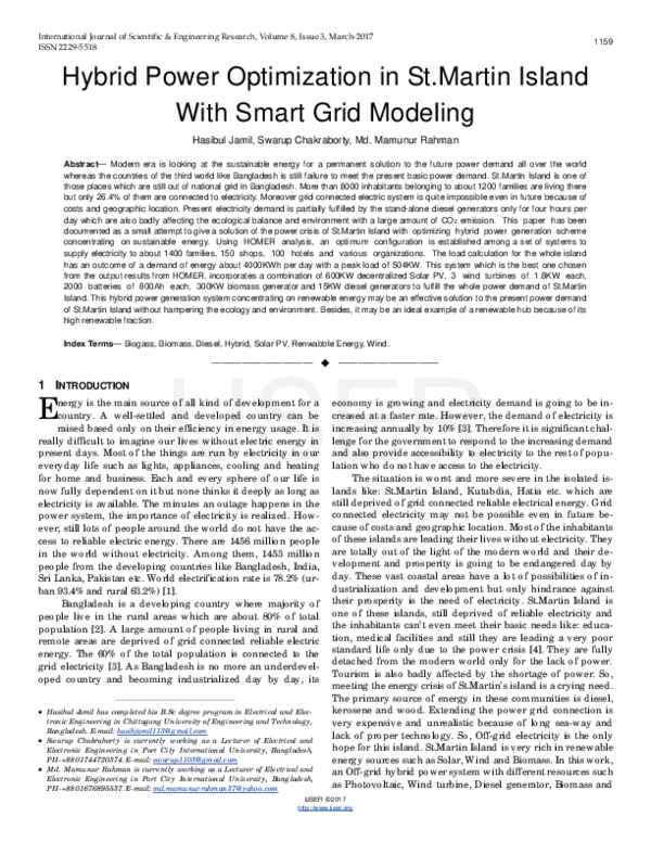 (PDF) Hybrid Power Optimization in St.Martin Island With Smart Grid Modeling