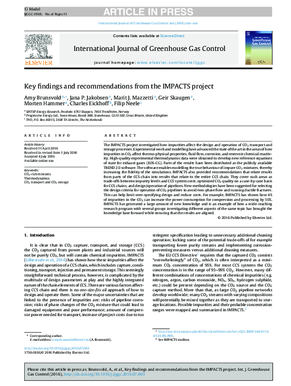 (PDF) Key findings and recommendations from the IMPACTS project