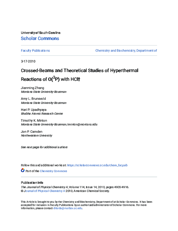 (PDF) Crossed-Beams and Theoretical Studies of Hyperthermal Reactions ...